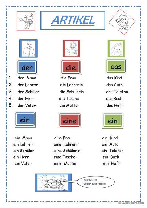 ARTIKEL Deutsch DAF Arbeitsblätter pdf doc