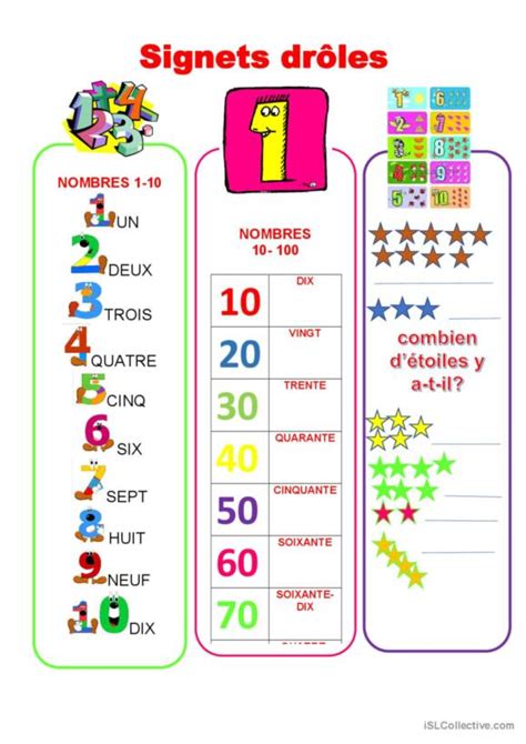 139 Nombres Français FLE fiches pedagogiques pdf doc