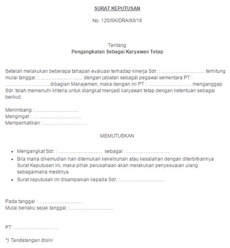 Detail Contoh Surat Pengangkatan Karyawan Tetap Koleksi Nomer 13