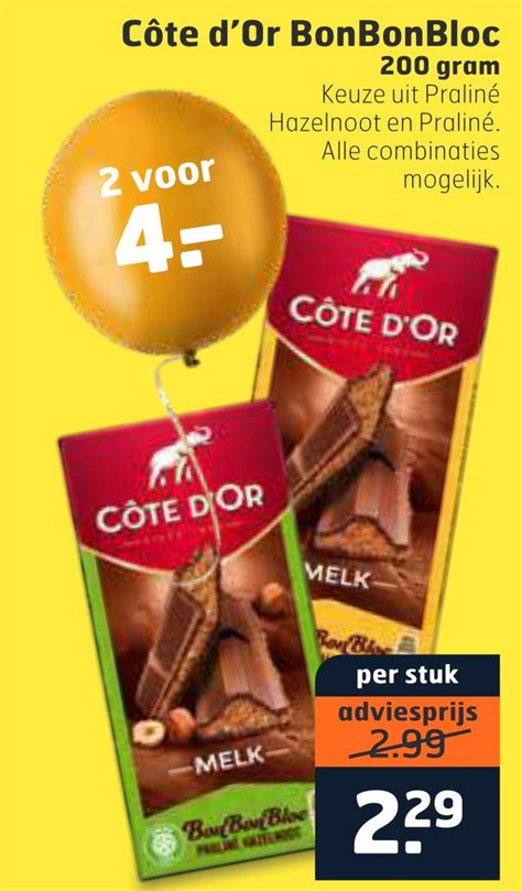 Côte d Or BonBonBloc 200 gram aanbieding bij Trekpleister
