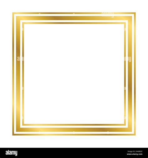 Gold Shiny Glowing Vintage Rectangle Frame With Shadows Isolated On