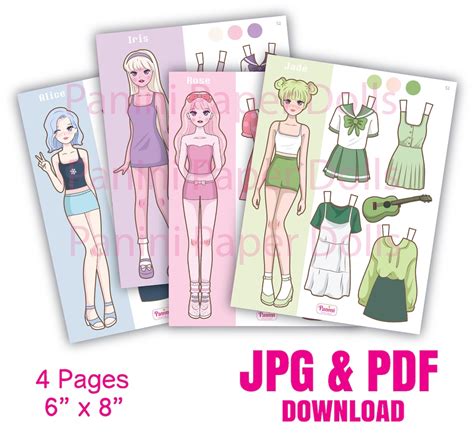 Printable Paper Doll Dress Up Girls Korean Paper Doll K Pop Doll