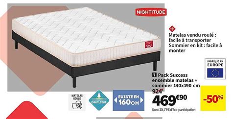 Promo Pack Success Ensembles Matelas Sommier 140 X 190 Cm Nightitude