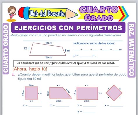 Ejercicios con Perímetros para Cuarto Grado de Primaria