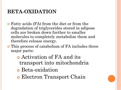PPT BETA OXIDATION OF FATTY ACIDS PowerPoint Presentation Free
