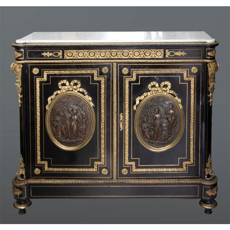 913 Entredós Napoleón III s XIX en madera ebonizada con aplicaciones