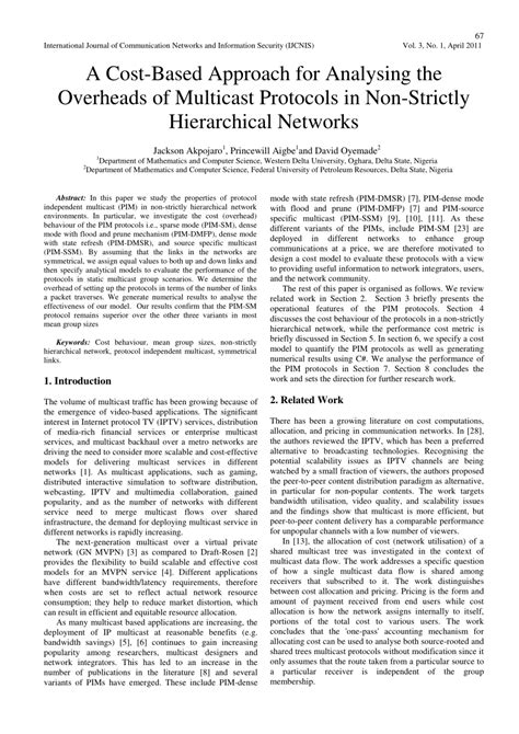 pdf a cost based approach for analysing the overheads of multicast protocols in non strictly