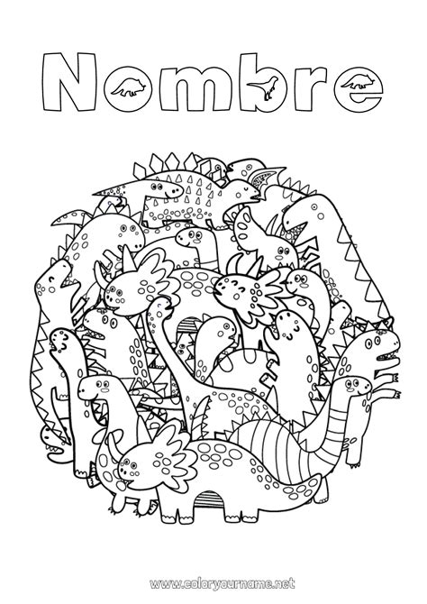 Nº de colorear 1494 Mandala Dinosaurios Animales