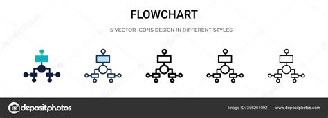 Flowchart Icon Filled Thin Line Outline Stroke Style Vector