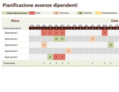 Piano Ferie 2020 Formato Excel Photo