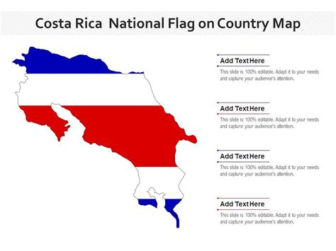 Costa Rica National Flag On Country Map Presentation Graphics