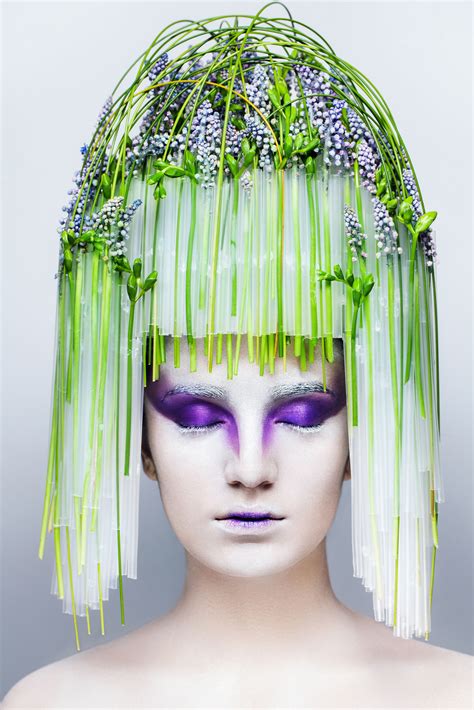 Turcan Dmitry Designer Floral Art Inspiration Head Piece Muscari Tube Body Art Make Up Botanical