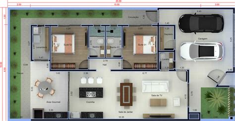 Planta de casa 2 quartos e área de lazer Projetos de Casas