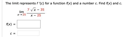 solved the limit represents f c for a function f x and a