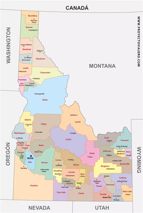 Mapa De Idaho Estados Unidos
