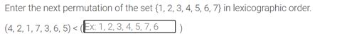 solved enter the next permutation of the set {1 2 3 4 5