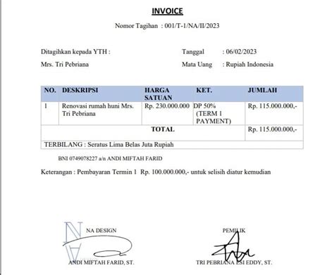Contoh Invoice Pembayaran Jenis Dan Cara Buatnya
