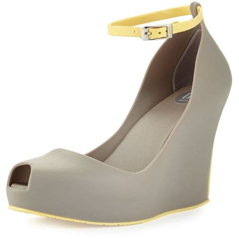 Melissa Shoes Patchouli VII Ankle Wrap Jelly Wedge Gray 10 0B