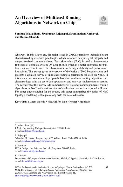 pdf an overview of multicast routing algorithms in network on chip
