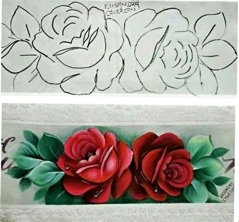 Pin Em PINTURA EN TELA Pinturas De Rosa Como Pintar Rosas Toalhas