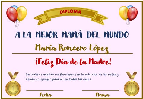 DIPLOMAS para MAMÁ Descarga edita e imprime GRATIS