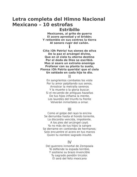 Himno Nacional Mexicano Letra