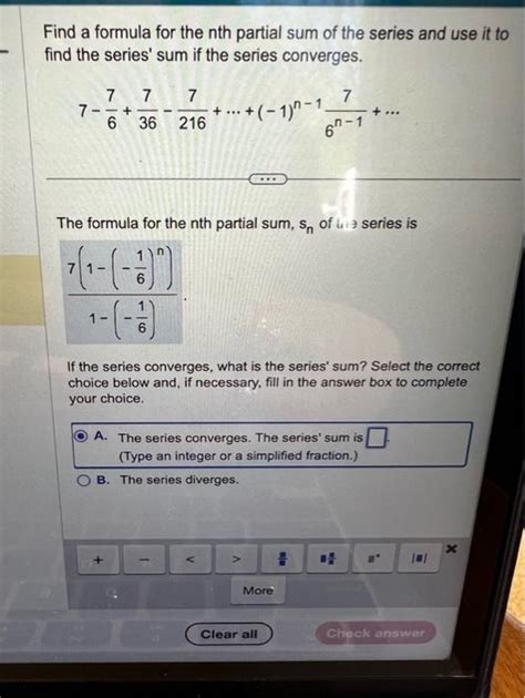 solved find a formula for the nth partial sum of the series