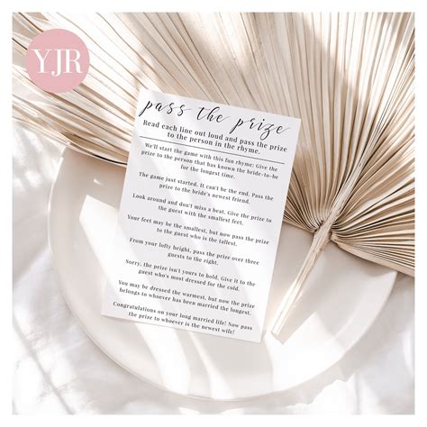 Pass The Prize Bridal Shower Game Wedding Rhyme Game Pass The Poem