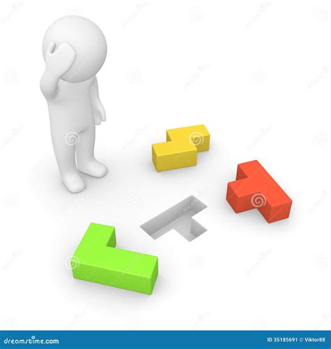 D Man Trying To Solve Problem Stock Illustration Illustration Of