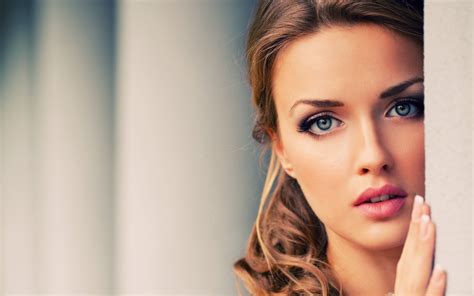 Tapety twarz kobiety Model portret długie włosy fotografia moda