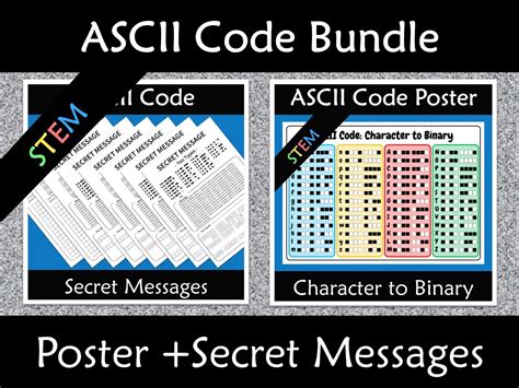 ascii code to binary secret codes and poster bundle teaching resources