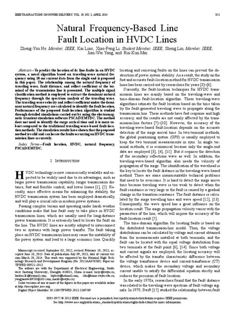 natural frequency based line fault location in hvdc lines pdf transmission line spectral