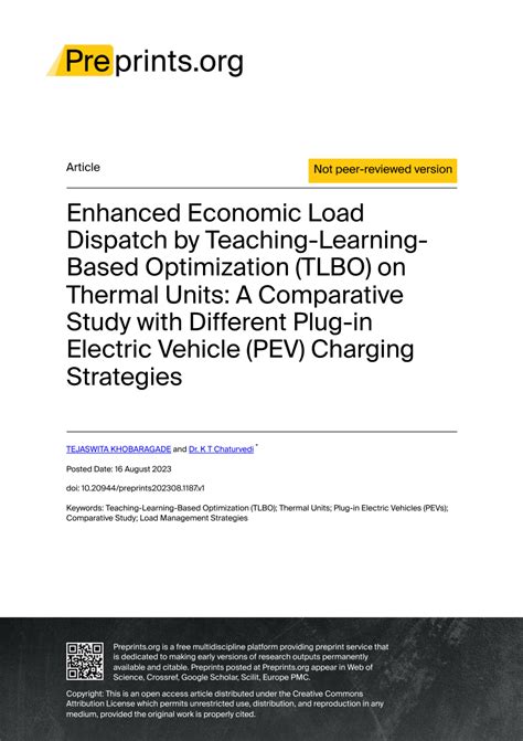 pdf enhanced economic load dispatch by teaching learning based optimization tlbo on thermal