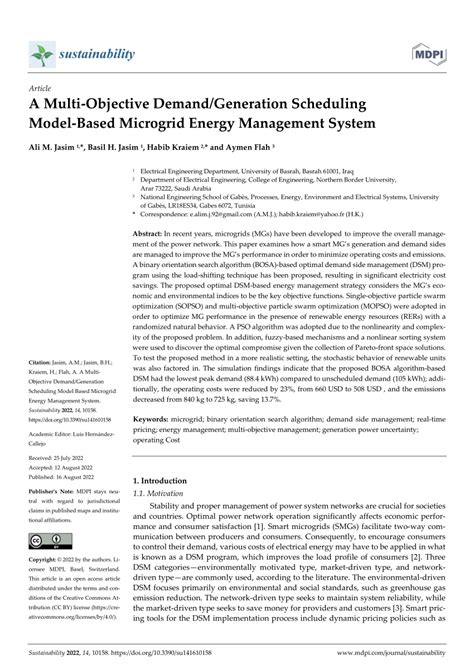 pdf a multi objective demand generation scheduling model based microgrid energy management system