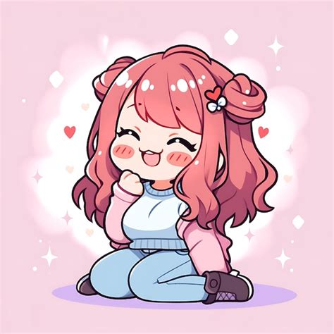 Premium Photo Sticker Anime Girl Cute Chubby Cartoon With Bold Vector Bold Line Design With