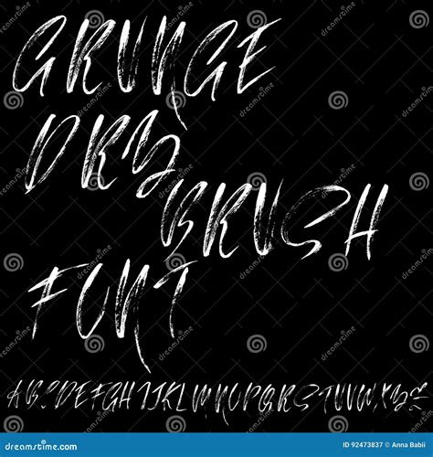 Hand Drawn Dry Brush Font Modern Brush Lettering Grunge Style