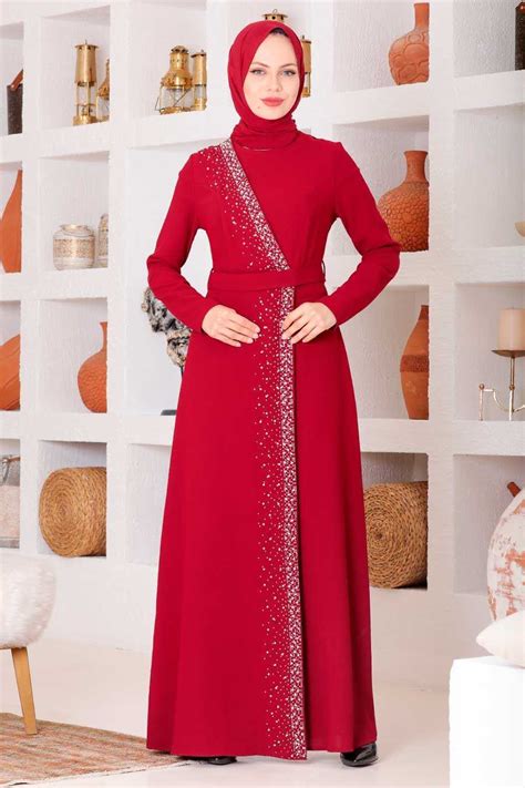 Claret Red Turkish Muslim Wedding Dress 32150br Neva
