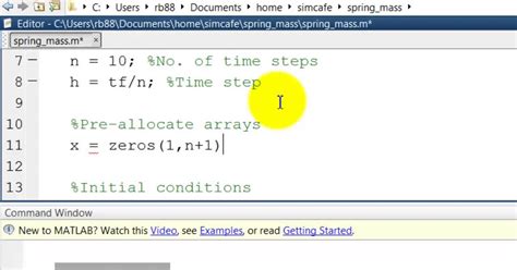spring mass in matlab pre allocation youtube