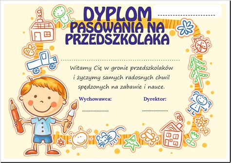 Dyplom Pasowania na Przedszkolaka Chłopiec SzkolneNaklejki pl