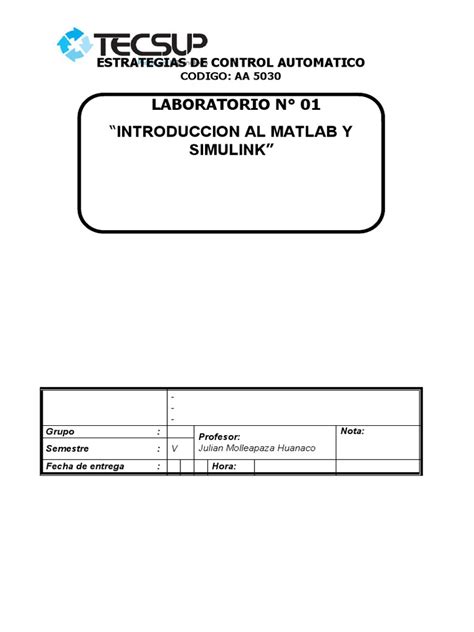laboratorio n°1 introducción al matlab simulink 2021 1 pdf matlab informática