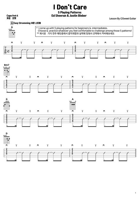 Ed Sheeran Justin Bieber I Don T Care Guitar Tutorial W Tabs