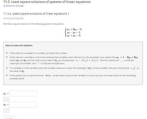 solved 11 2 least square solutions of systems of linear