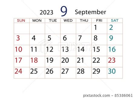 2023 年日曆 9 月 插圖素材 85386061 PIXTA圖庫