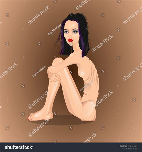 Vector Illustration Cartoon Naked Girl Anorexia Stock Vector Royalty