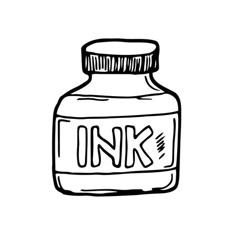 Doodle Cartoon Ink Bottle Vector Sketch Ink For Writting And Drawing