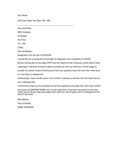 Free Printable Immediate Resignation Letter Templates PDF Word