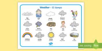 Weather Word Mat English Spanish Weather Word Mat Twinkl