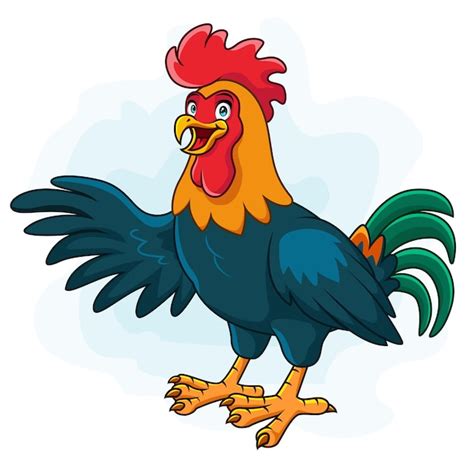 Una Caricatura De Gallo Lindo Aislado Sobre Fondo Blanco Vector Premium