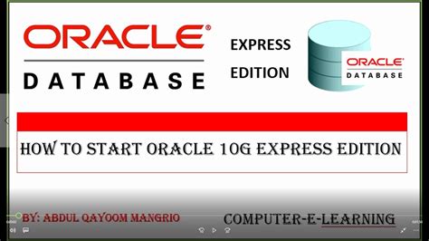 How To Start Oracle Database G Express Edition At Web Page