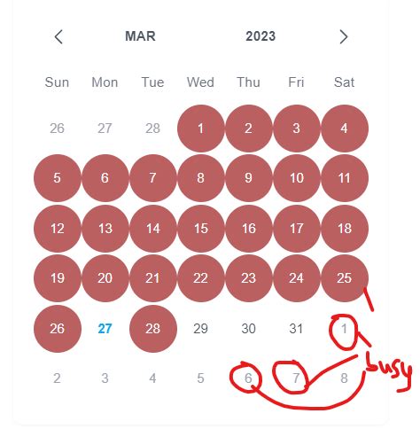 Show Disabled Dates Also In Days Of Next Month Issue Elreco Vue